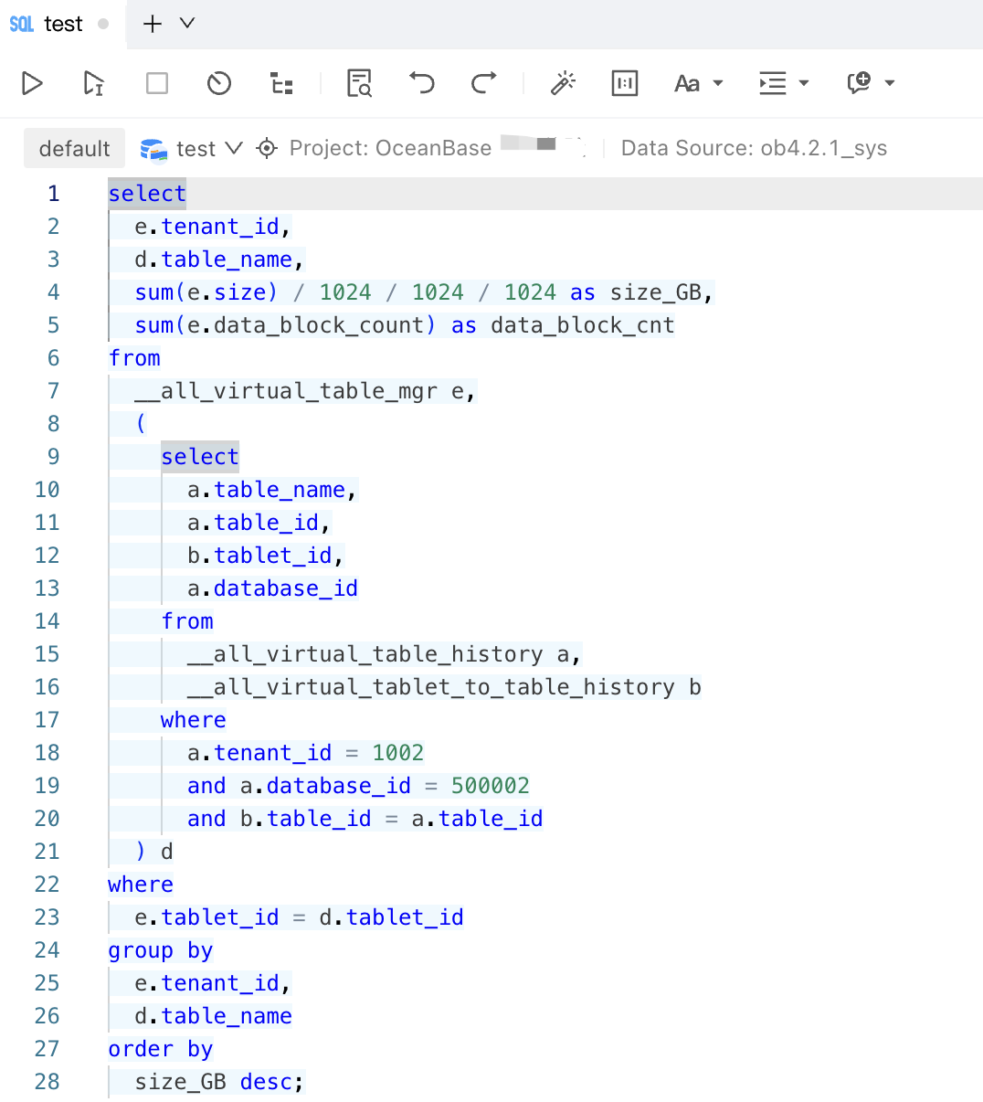 Use ODC for GUI-based SQL development | OceanBase